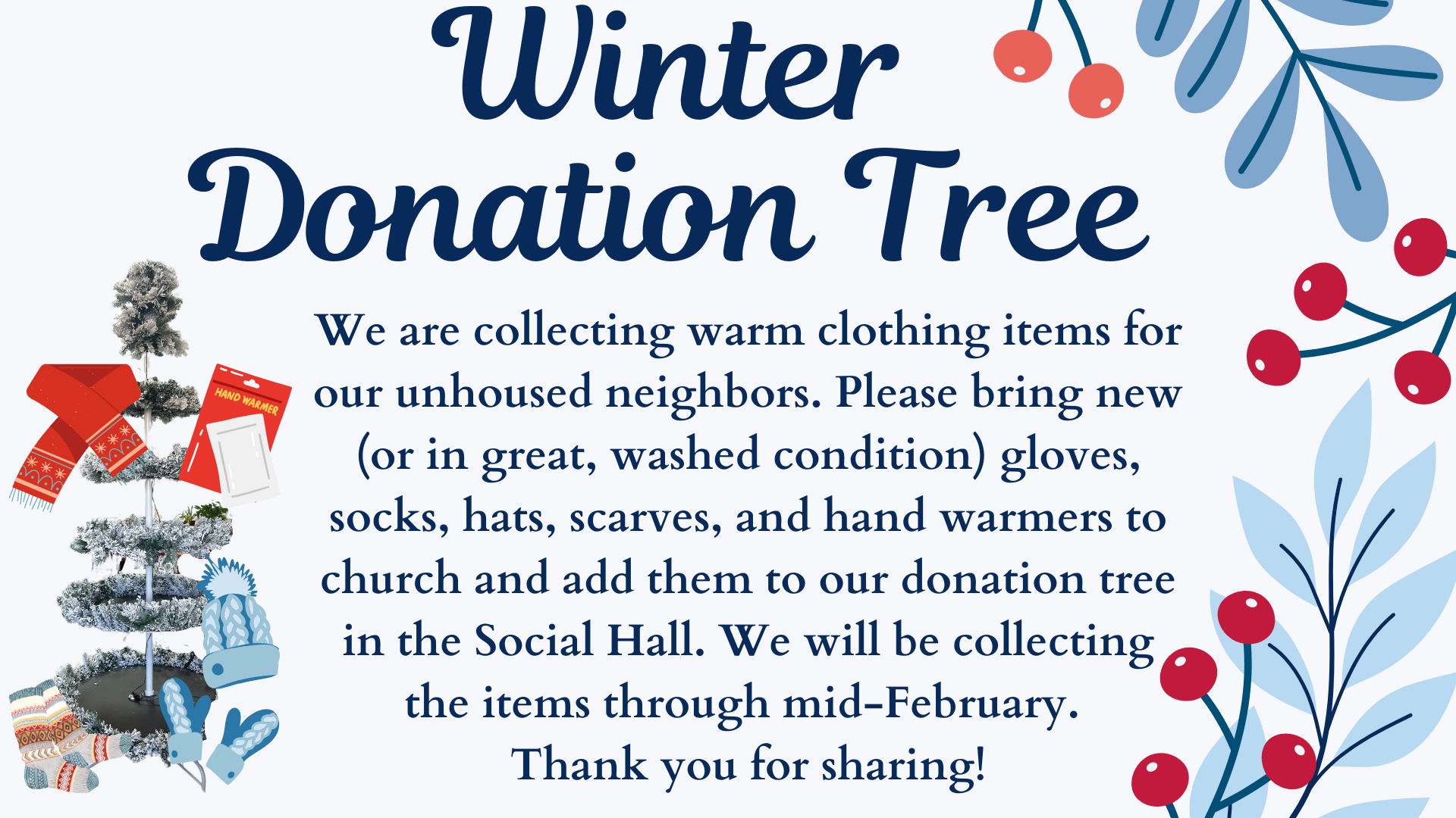 Winter Donation Tree – Burlingame United Methodist Church