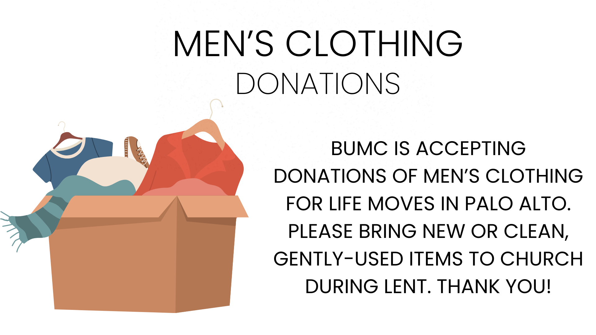 Men’s Clothing Donations – Burlingame United Methodist Church